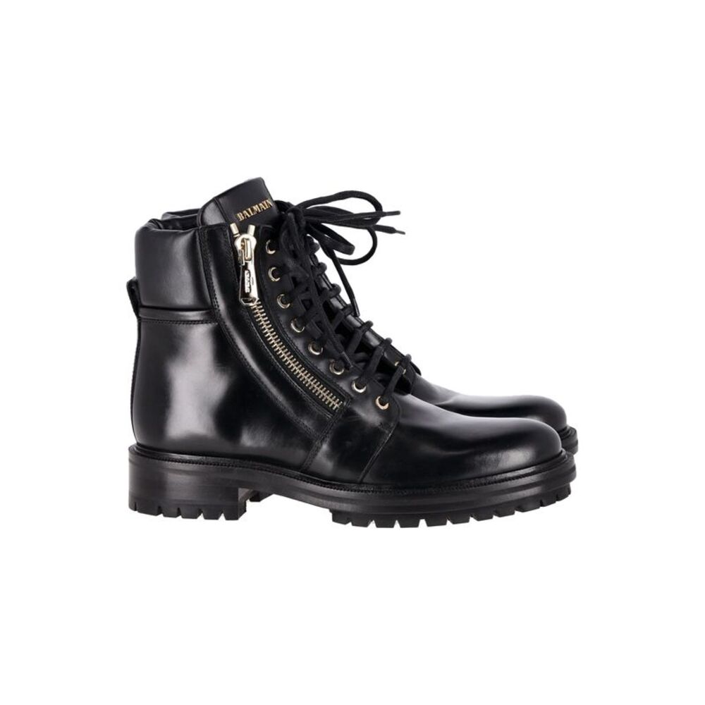Balmain Army Ranger Zip Boots In Black Calfskin Leath… - Gem